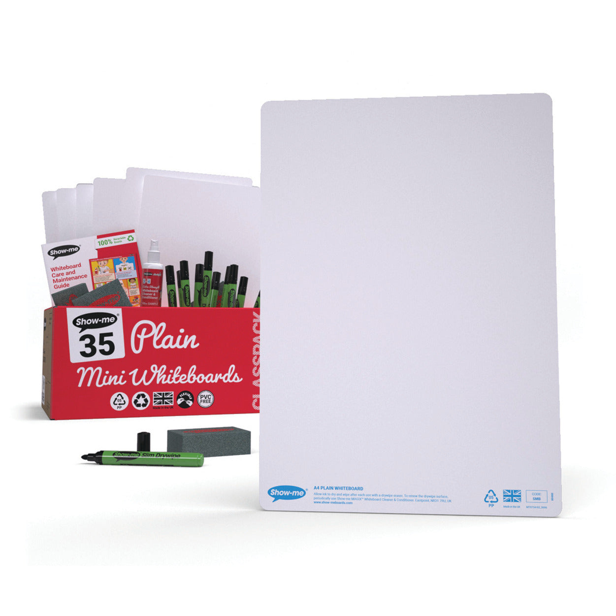 Show-me® A4 Plain Mini Whiteboards, Class Pack, 35 Sets – Eduzone Ltd